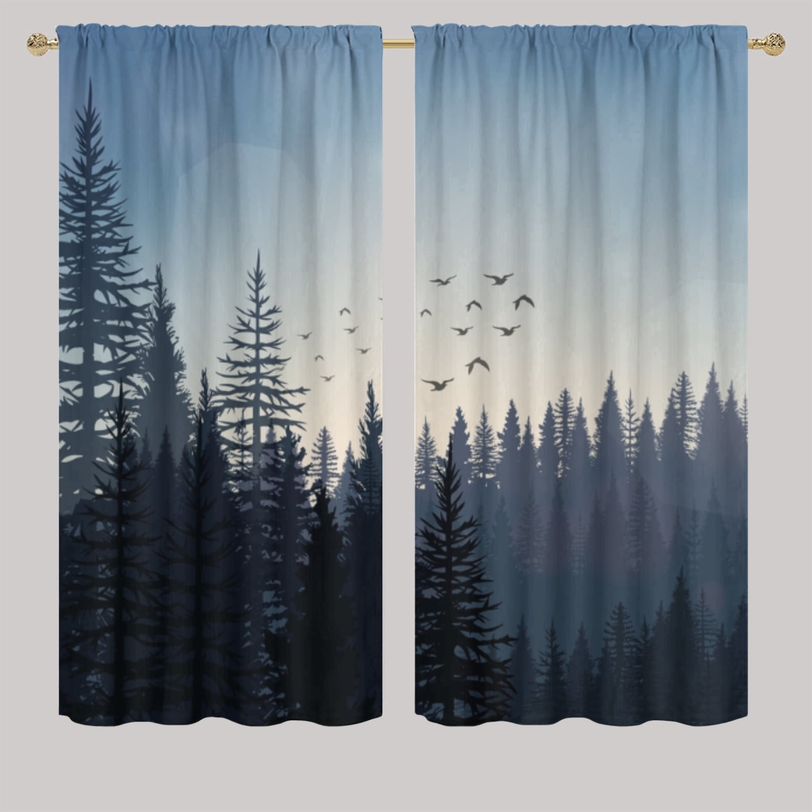 Forest Tree Blackout Curtains Nature Mountain Foggy Wild Trees Woodland ...