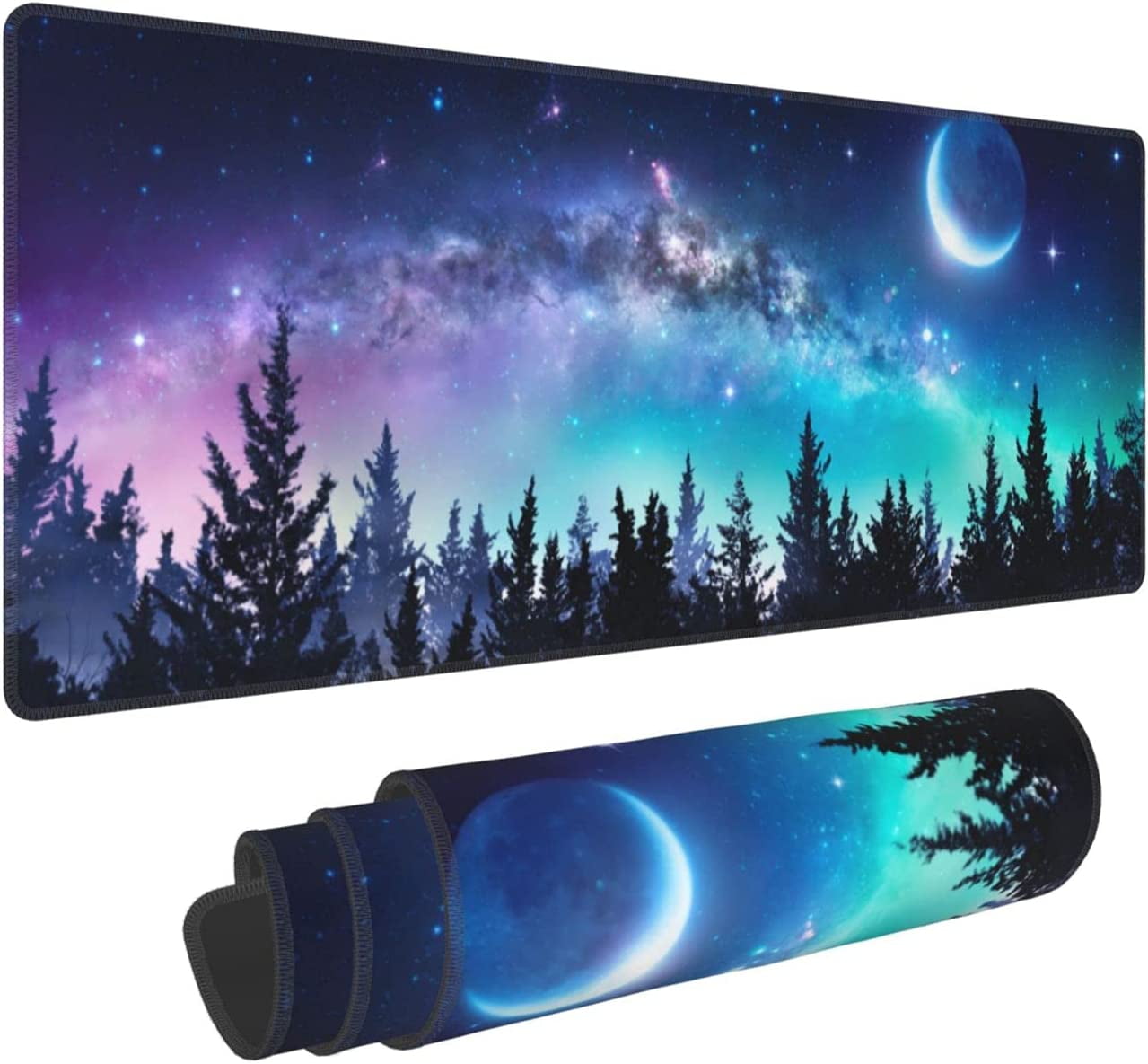 Forest Tree Night Galaxy Landscape Gaming Mouse Pad Large XL Long ...