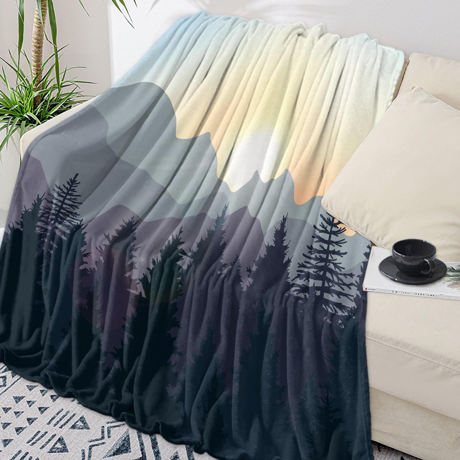 Forest Tree Simplicity Throws Blankets for Sofa Bed Winter Soft Plush ...