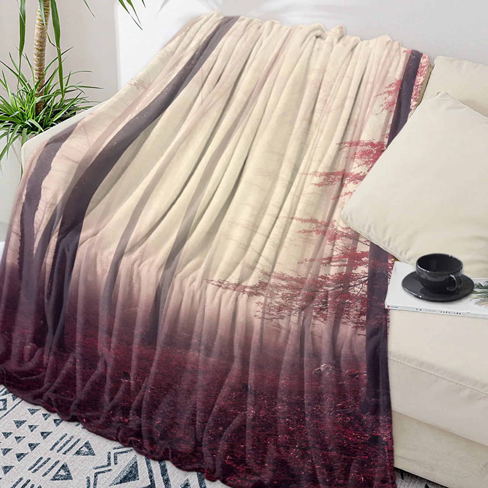 Forest Tree Simplicity Throws Blankets for Sofa Bed Winter Soft Plush ...