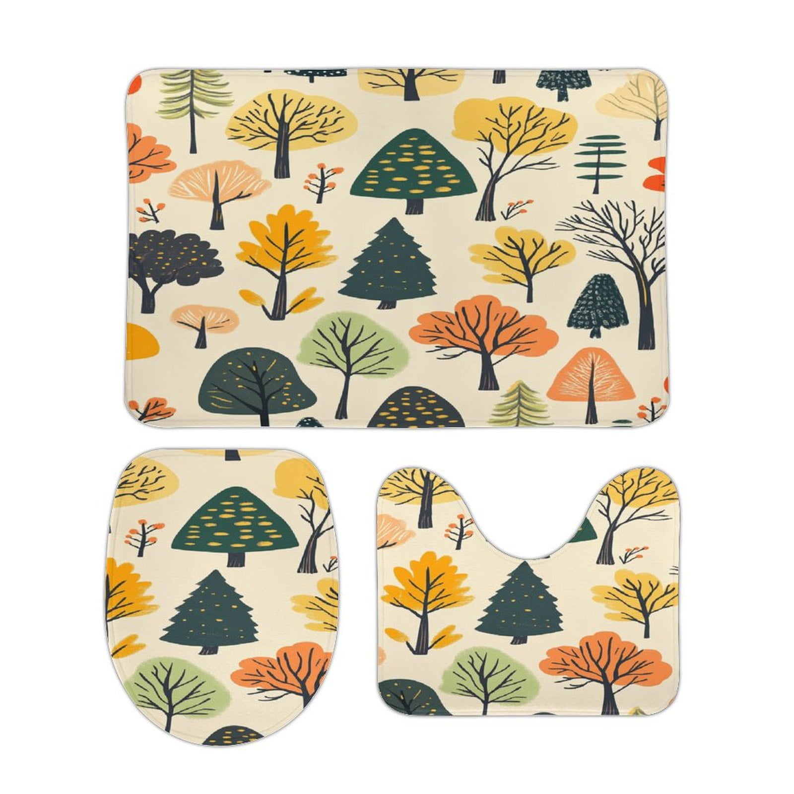 Forest Trees (3) Bathroom Mats Set 3-piece Bath Mats , Washable Deck ...