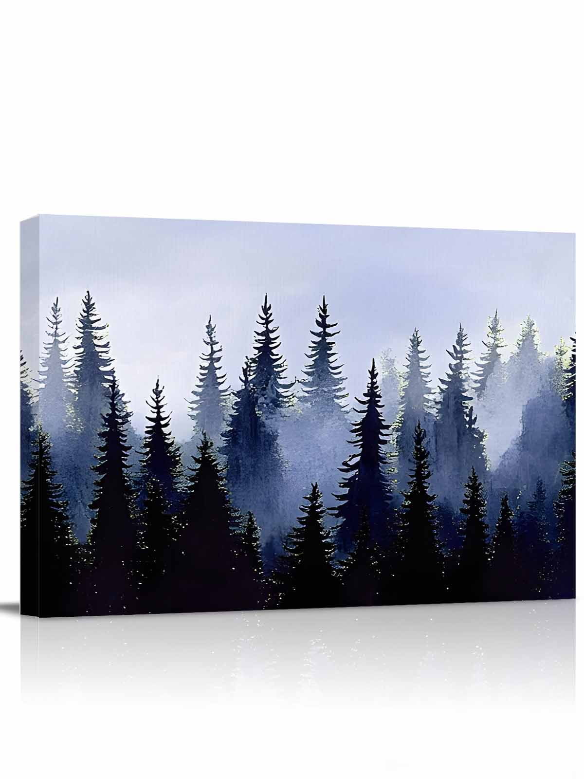 Forest Trees Canvas Print Wall Art Forest Landscape Framed Canvas Art ...
