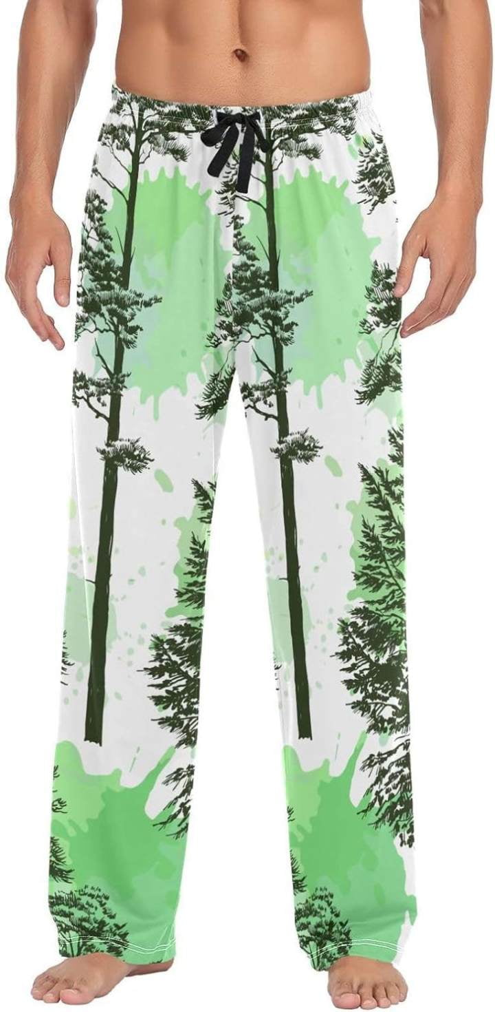 Forest Trees Ghost Pajama Pants, Men's Lounge Pants Light with ...