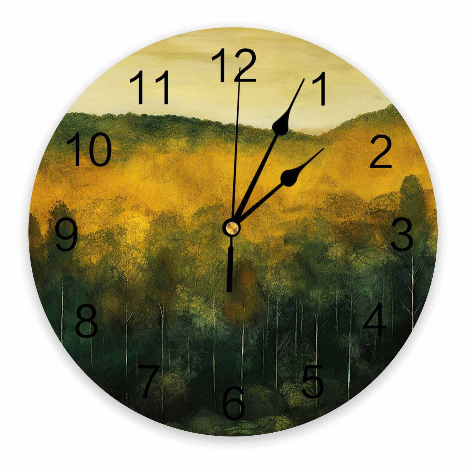Forest Trees Landscape PVC Wall Clock Bedroom ration Wall Clock Modern ...