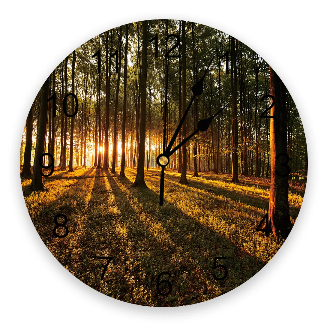 Forest Trees Meadow Sunlight Wall Clocks Silent Home Cafe Office Wall ...