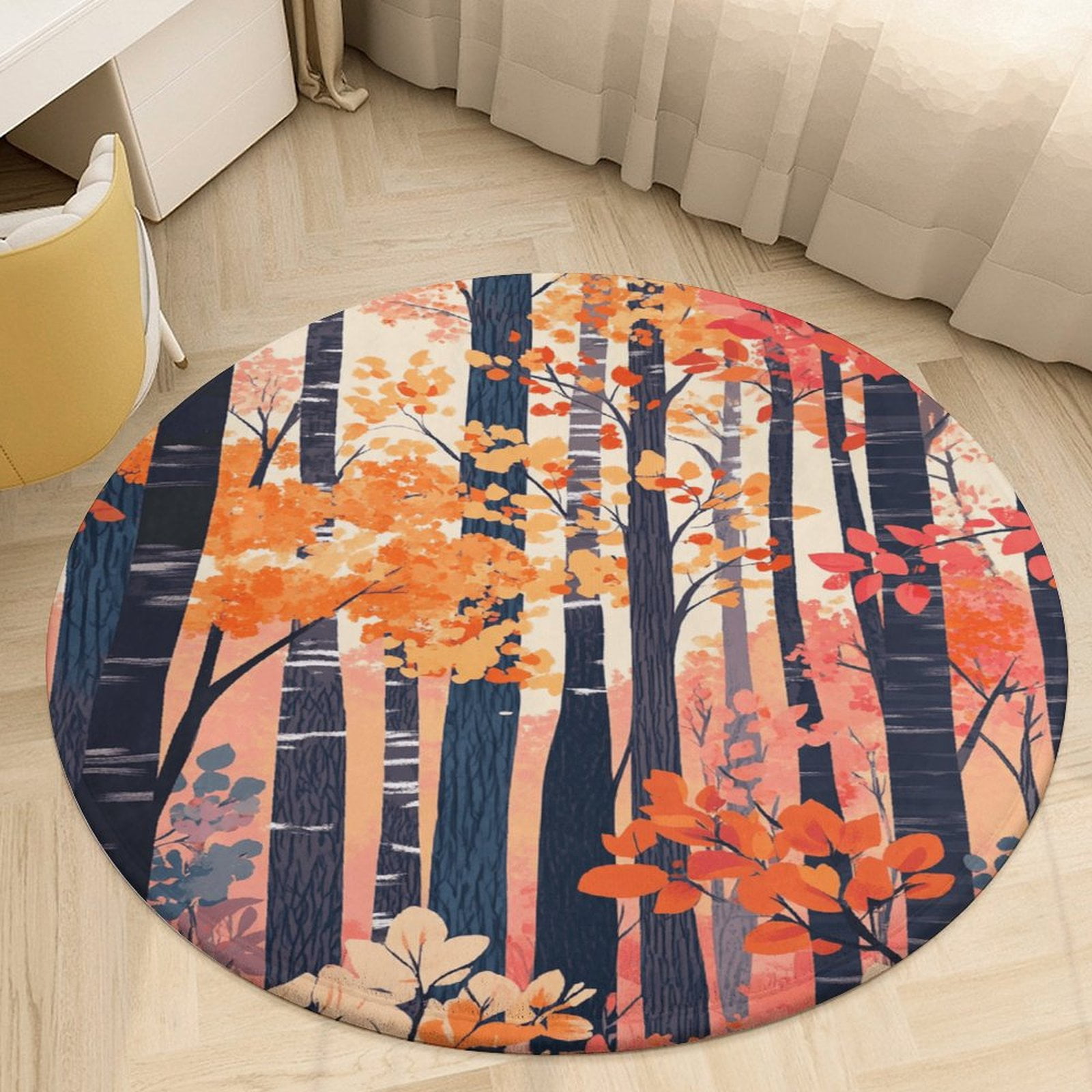 Forest Trees Round Area Rugs for Bedroom Living Room, 5FT Soft Indoor ...