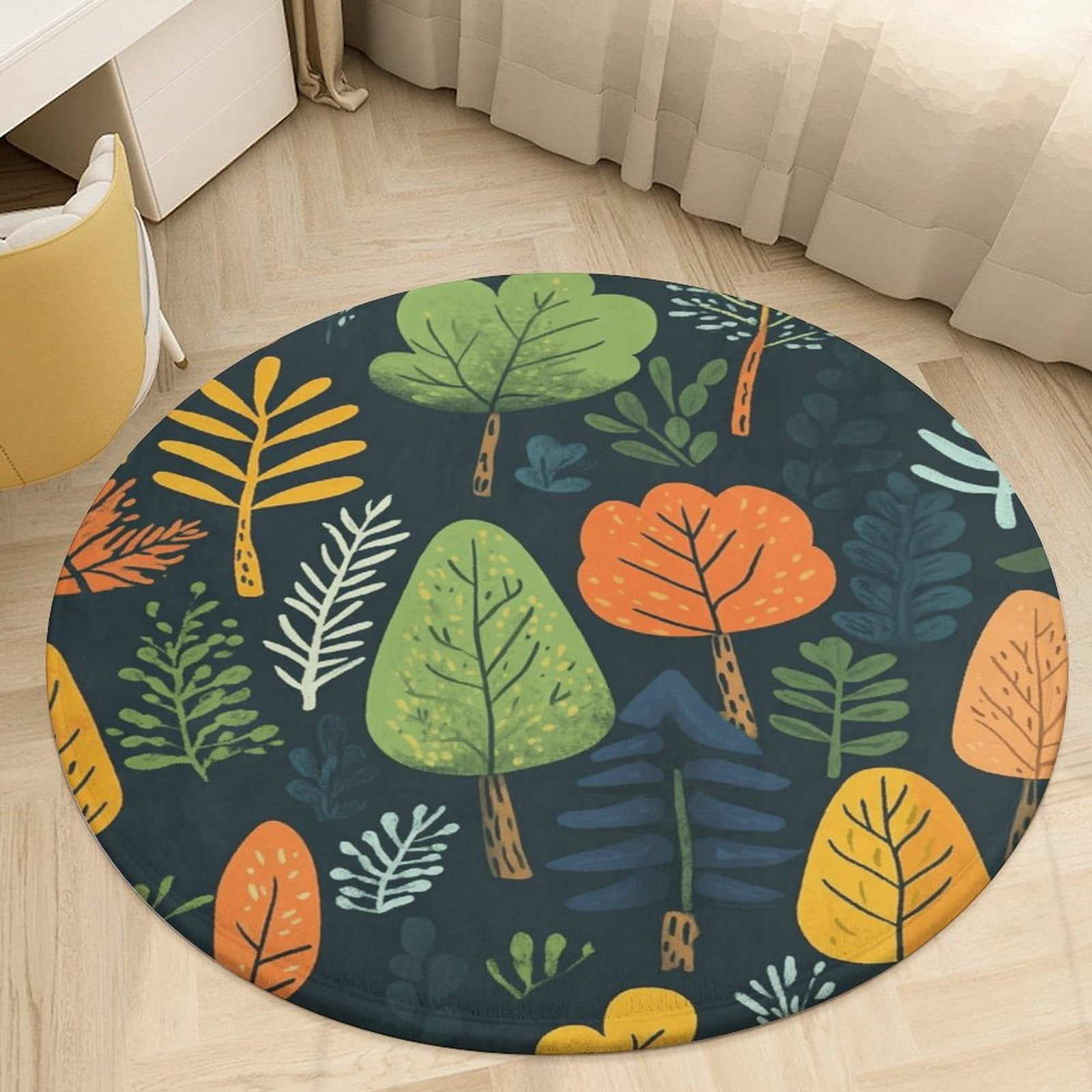 Forest Trees Round Area Rugs for Bedroom Living Room, 5FT Soft Indoor ...
