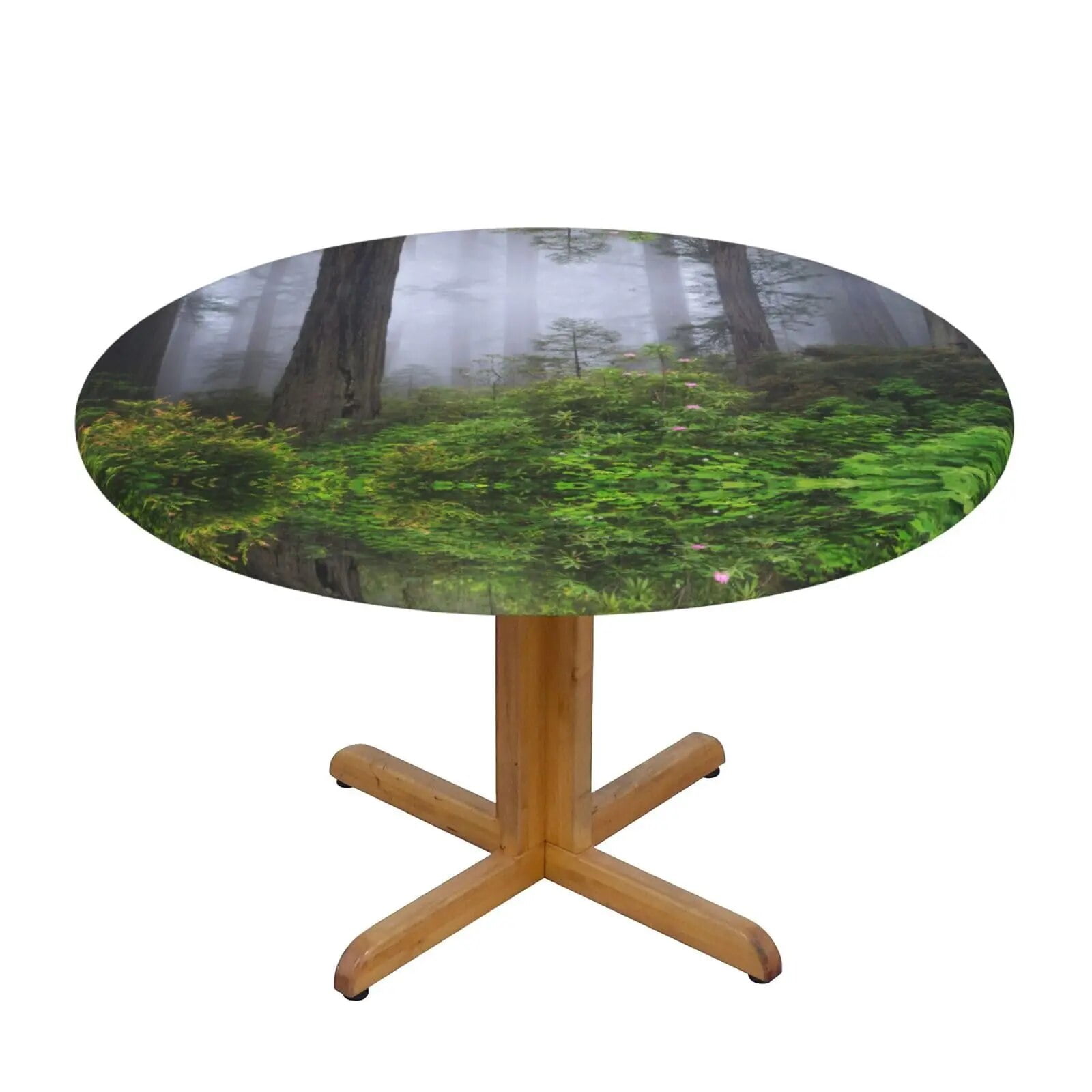 Forest Trees Round Fitted Table Covers Waterproof Indoor Outdoor Table ...