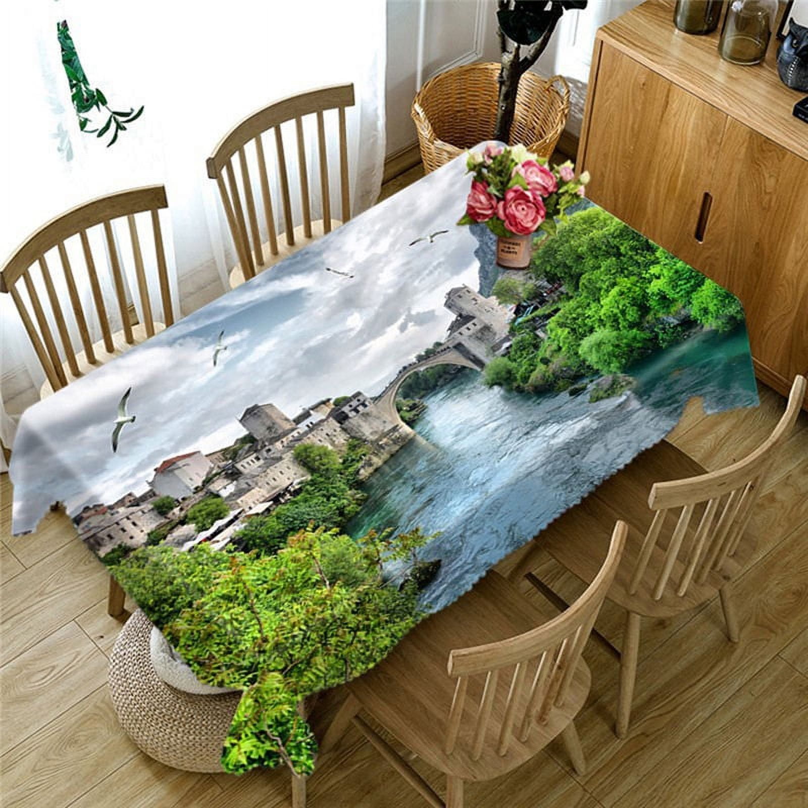 Forest Trees Scenic Flower Building Waterproof Polyester Sweete Table ...
