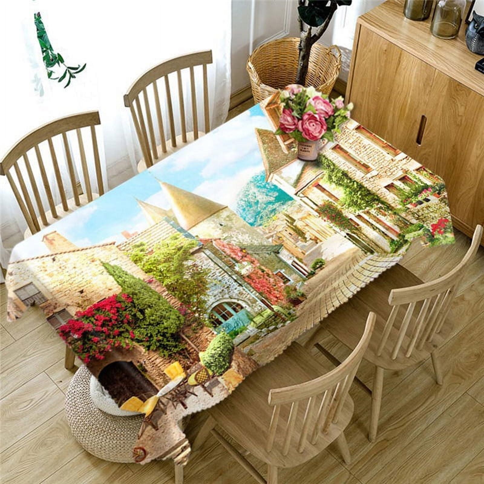 Forest Trees Scenic Flower Building Waterproof Polyester Sweete Table ...