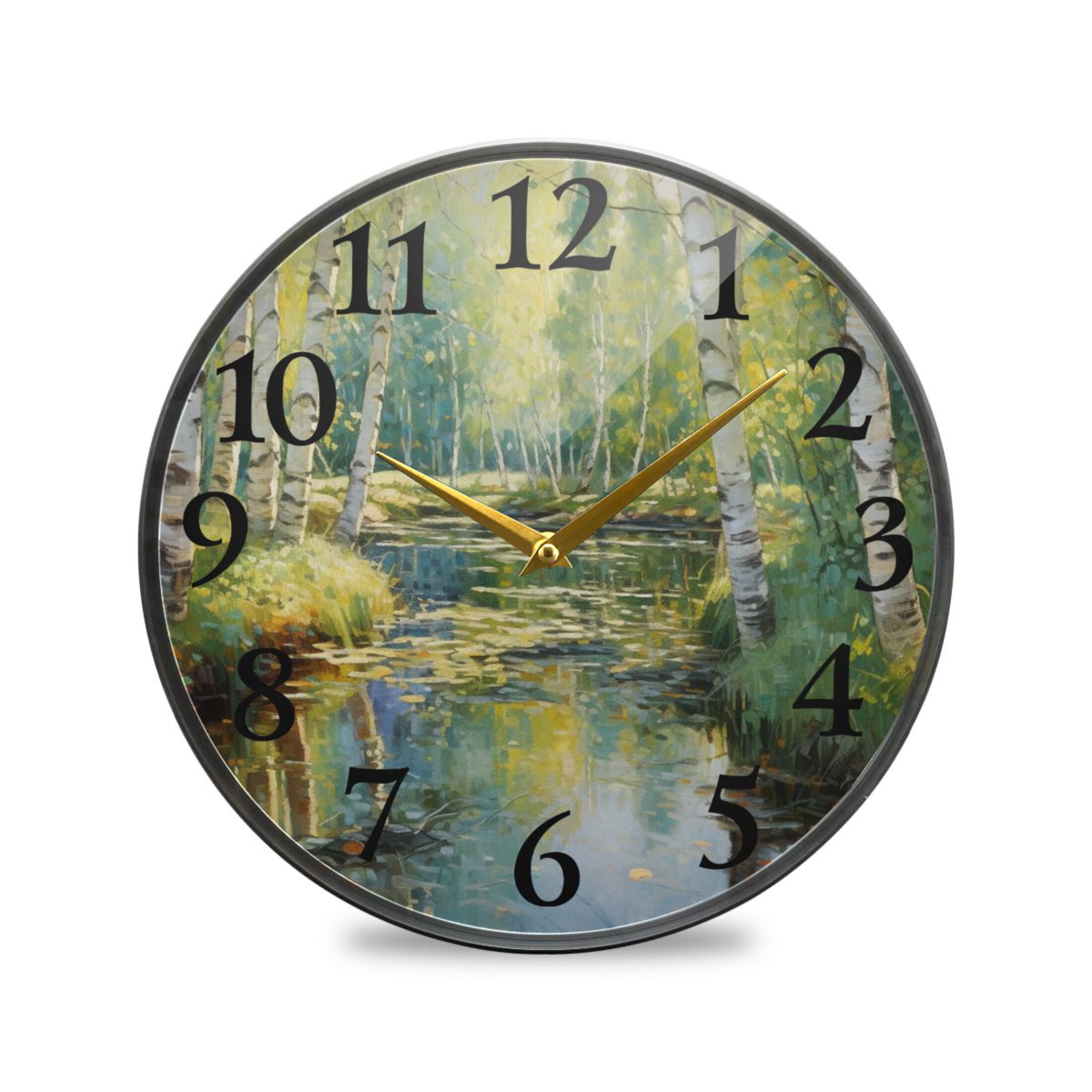 Forest Trees Wall Clocks Battery Operated 9.5 Inch Round Clock Acrylic ...