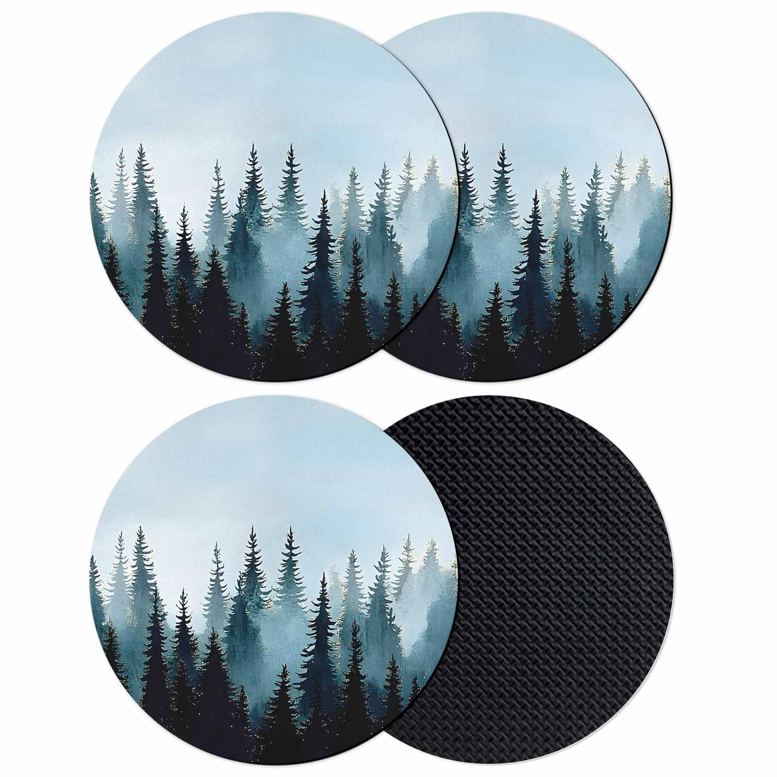 Forest Turquoise Coasters Set of 4, Soft Absorbent Coasters for Drinks ...