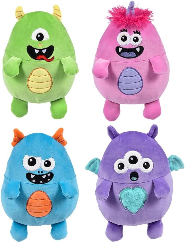 Forest & Twelfth Set of 4 Cute Squishy Monster Toys - 8-Inch Adorable ...