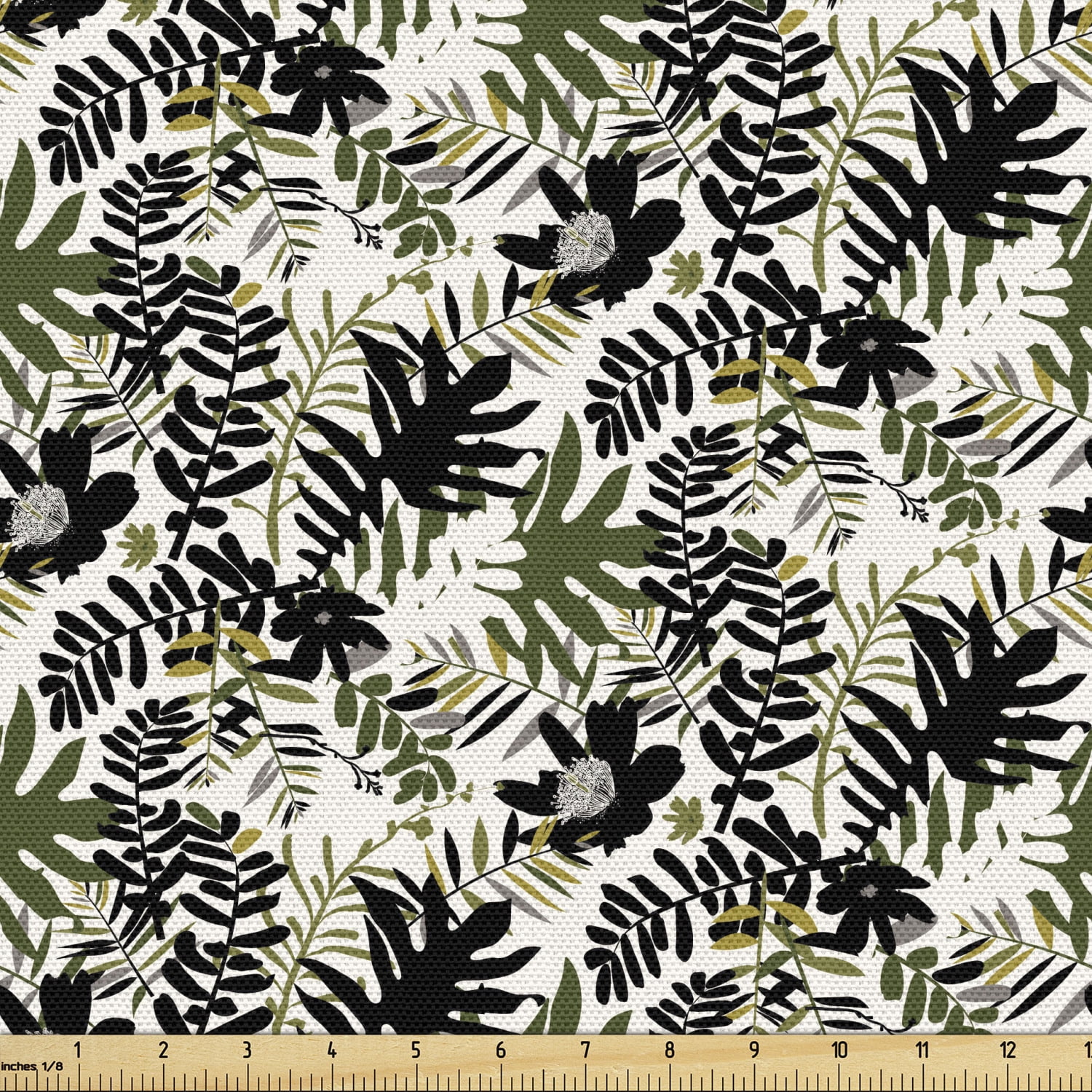 Ambesonne Forest Fabric by the Yard Upholstery, Exotic Fern and Palm ...