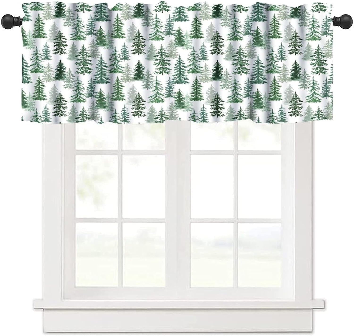 Forest Valance Curtains, Rustic Nature Green Woodland Trees Landscape ...