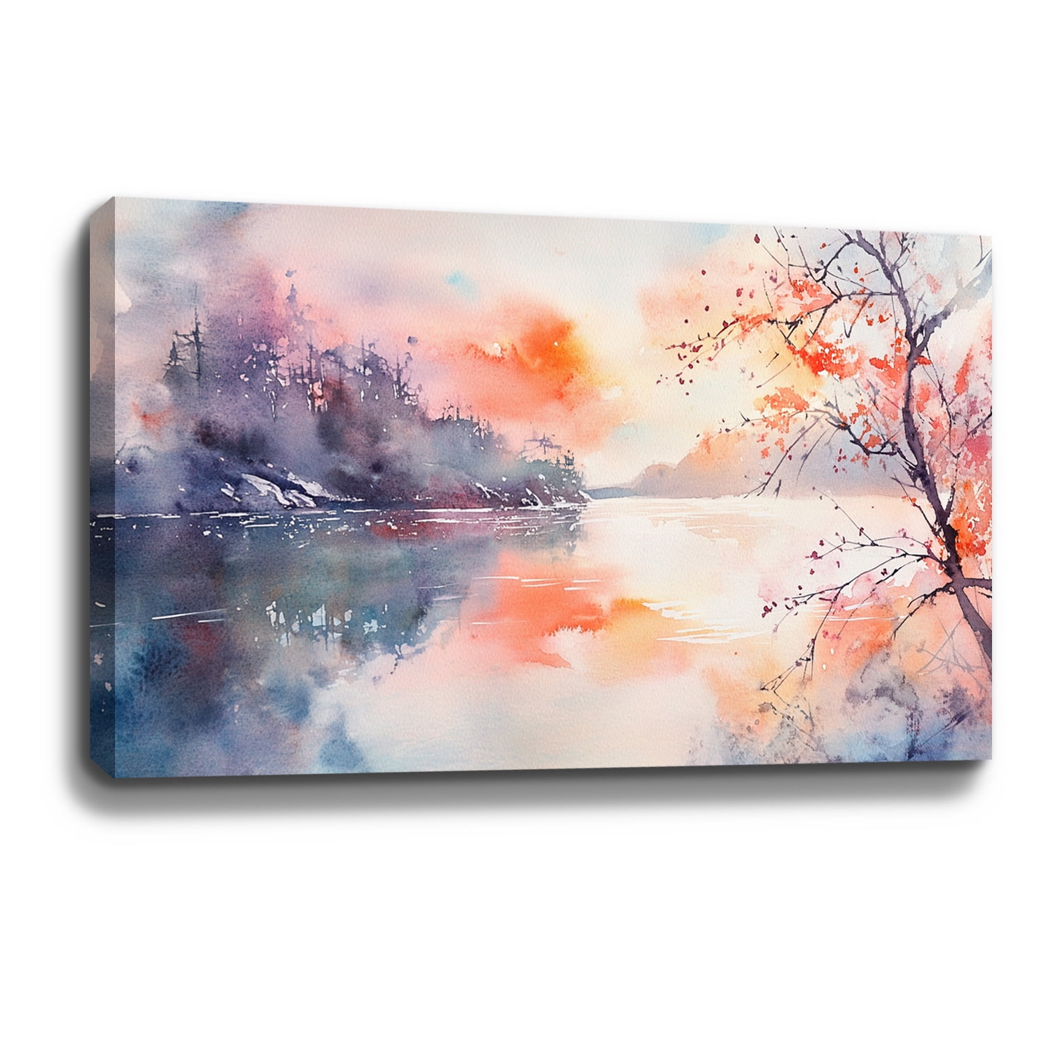 Forest Wall Art Sunset Lake Rustic Landscape Nature Canvas Art Wall ...