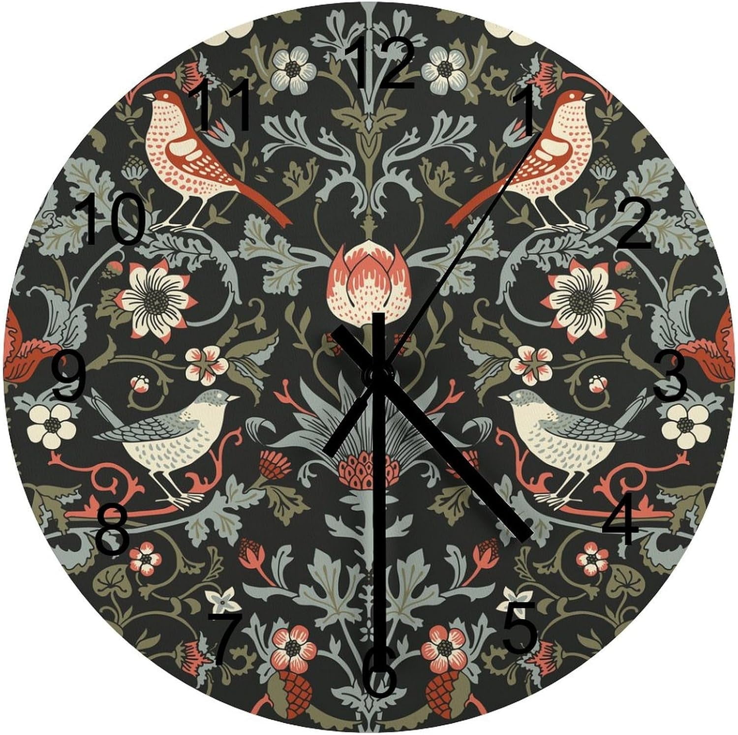 Forest Wall Clock, Watercolor Mountain Forest Nature Tree Woodland ...