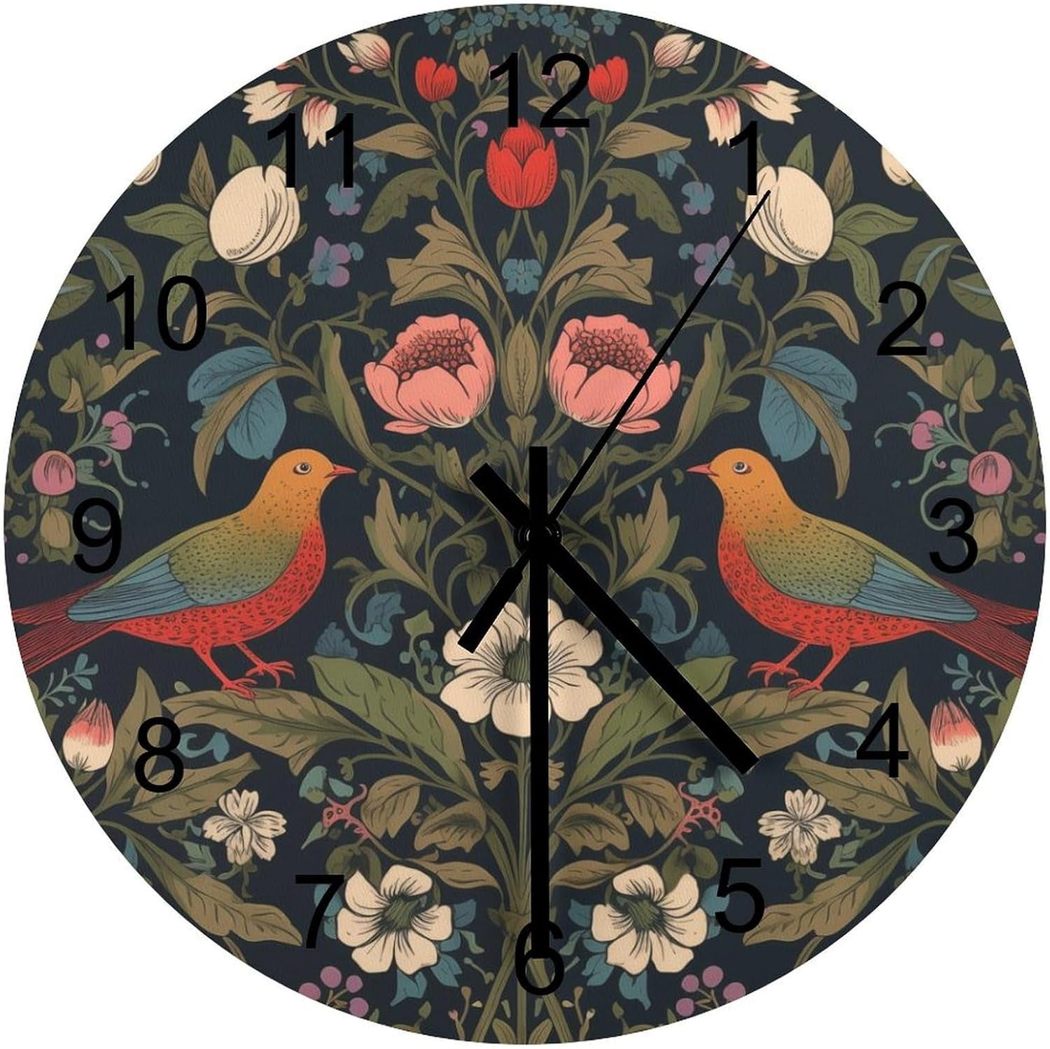 Forest Wall Clock, Watercolor Mountain Forest Nature Tree Woodland ...