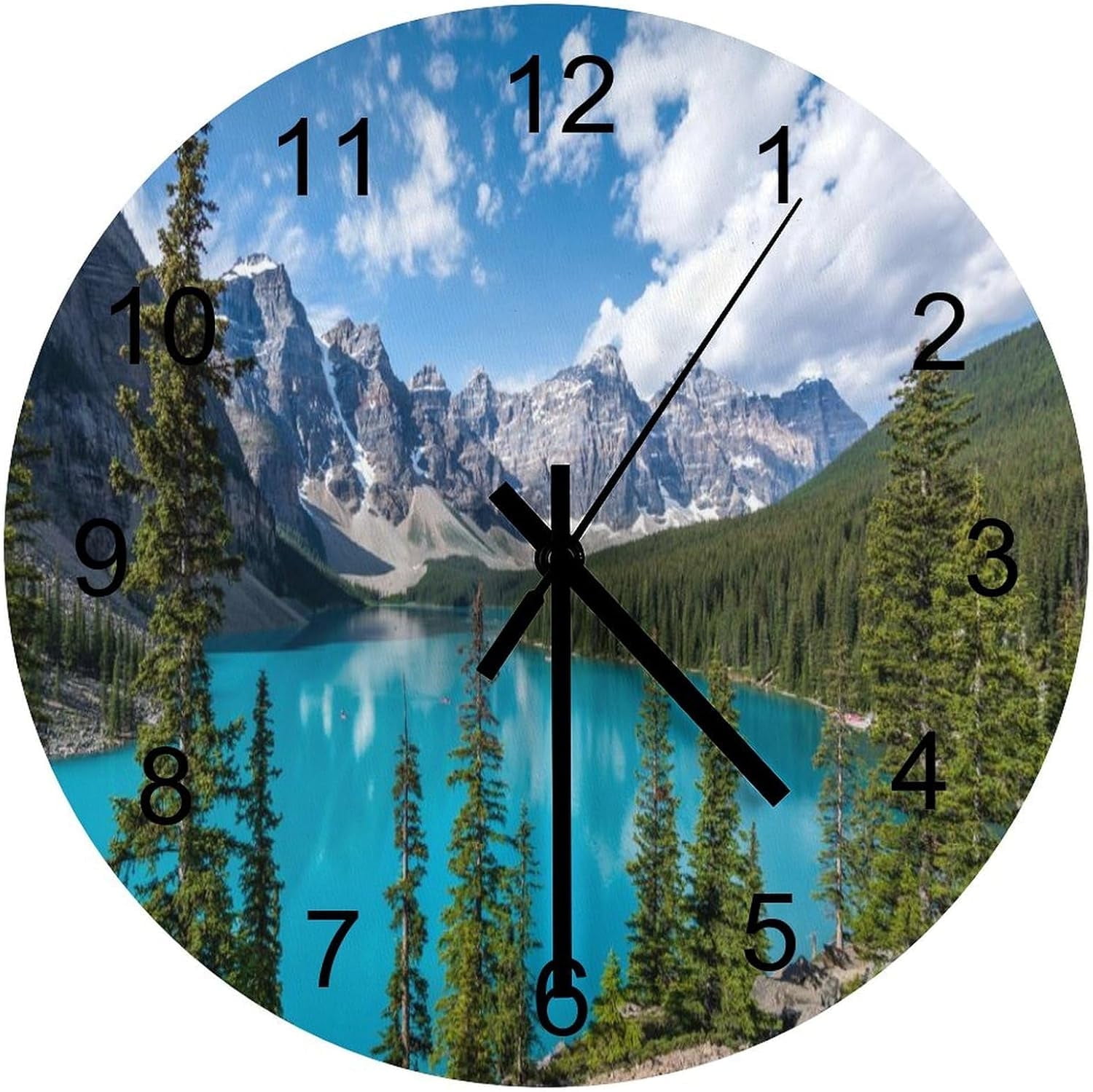 Forest Wall Clock, Watercolor Mountain Forest Nature Tree Woodland ...