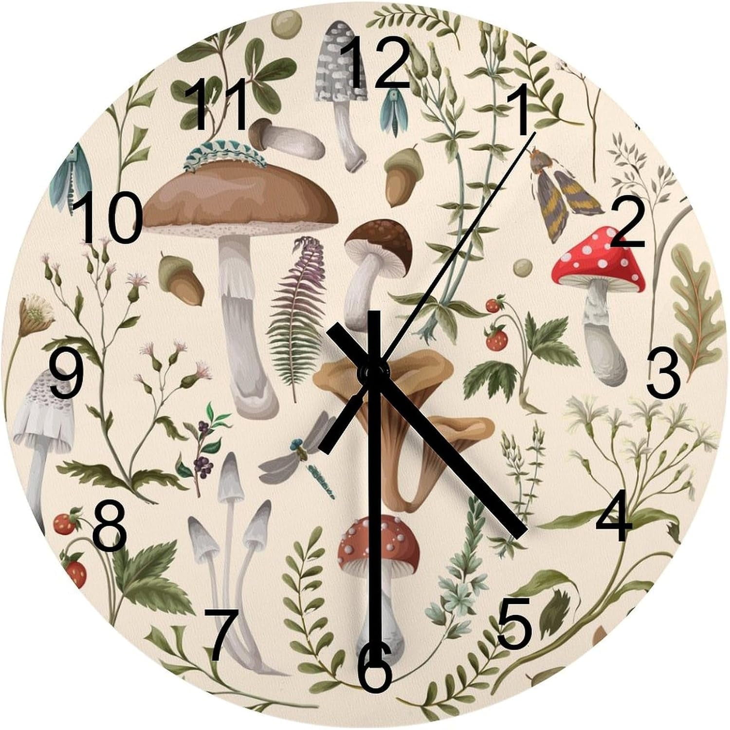 Forest Wall Clock, Watercolor Mountain Forest Nature Tree Woodland ...