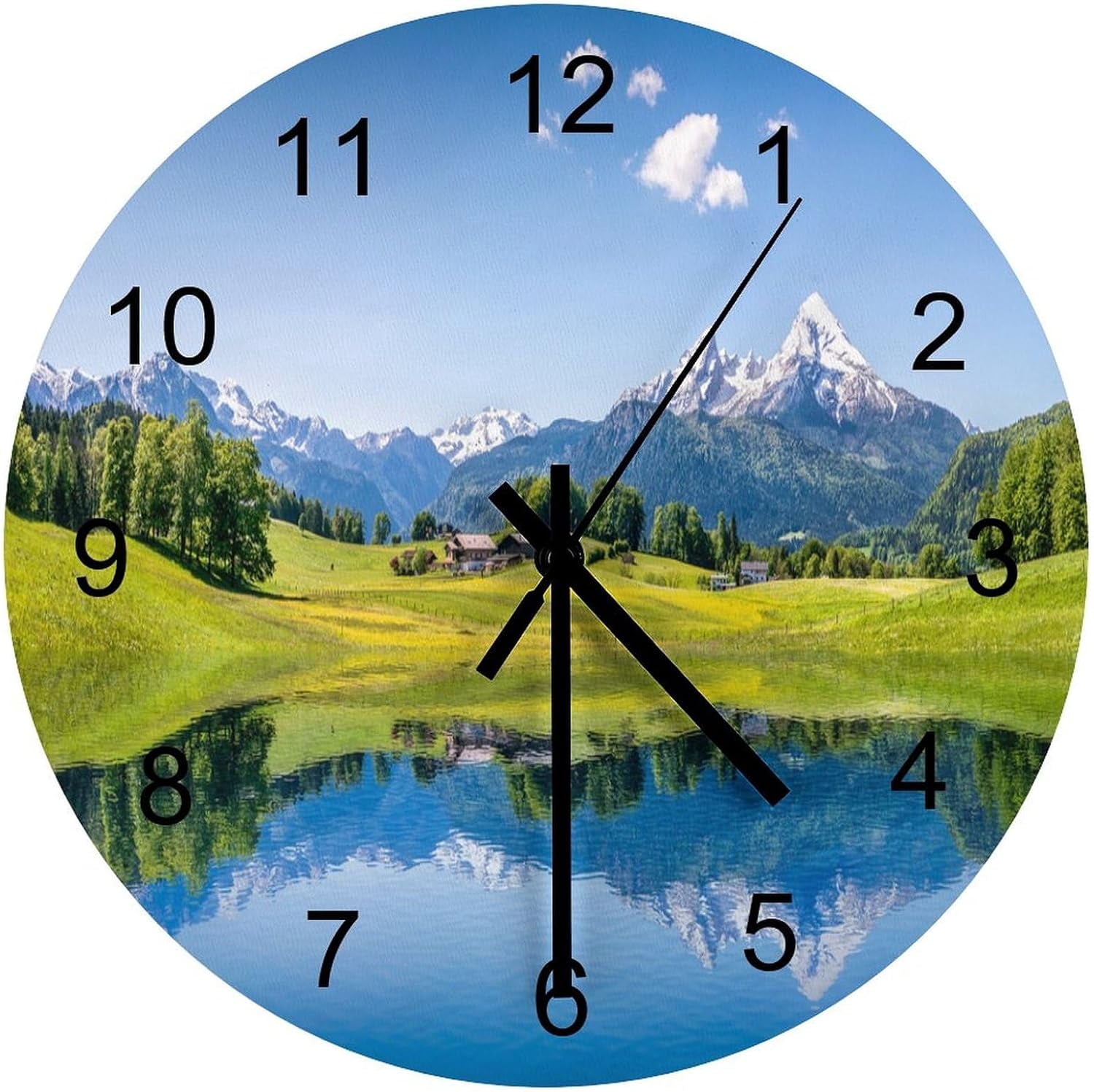 Forest Wall Clock, Watercolor Mountain Forest Nature Tree Woodland ...