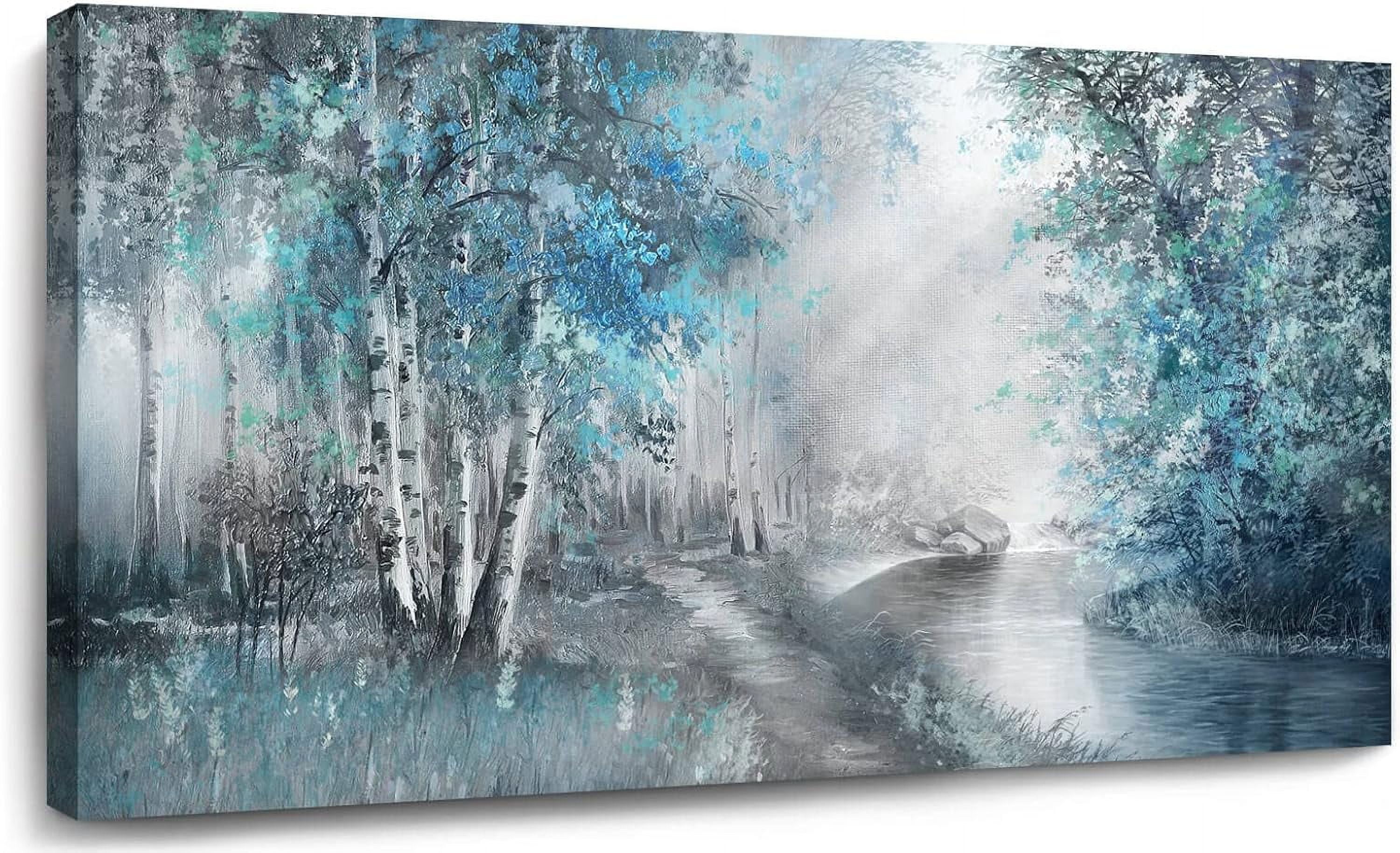 Forest Wall Decor/Blue Canvas Prints/Botanical Plant Wall Art/White ...