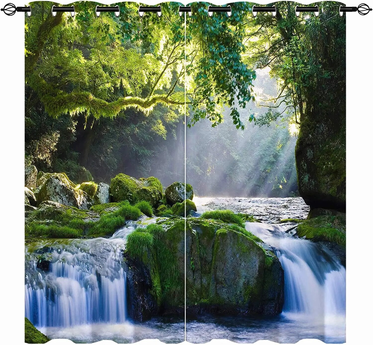 Forest Waterfall Curtains For Bedroom Natural Landscape 3d Printed ...