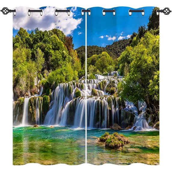 Forest Waterfall Curtains For Bedroom Natural Landscape 3d Printed ...
