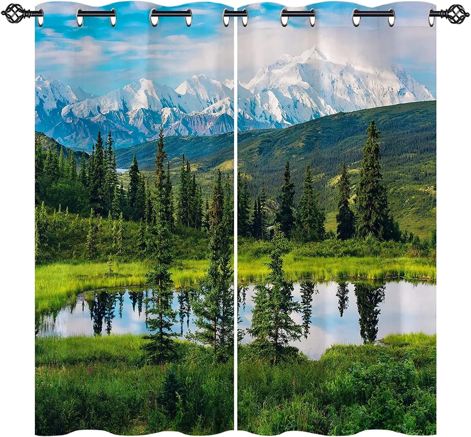 Forest Waterfall Curtains For Bedroom Natural Landscape 3d Printed ...