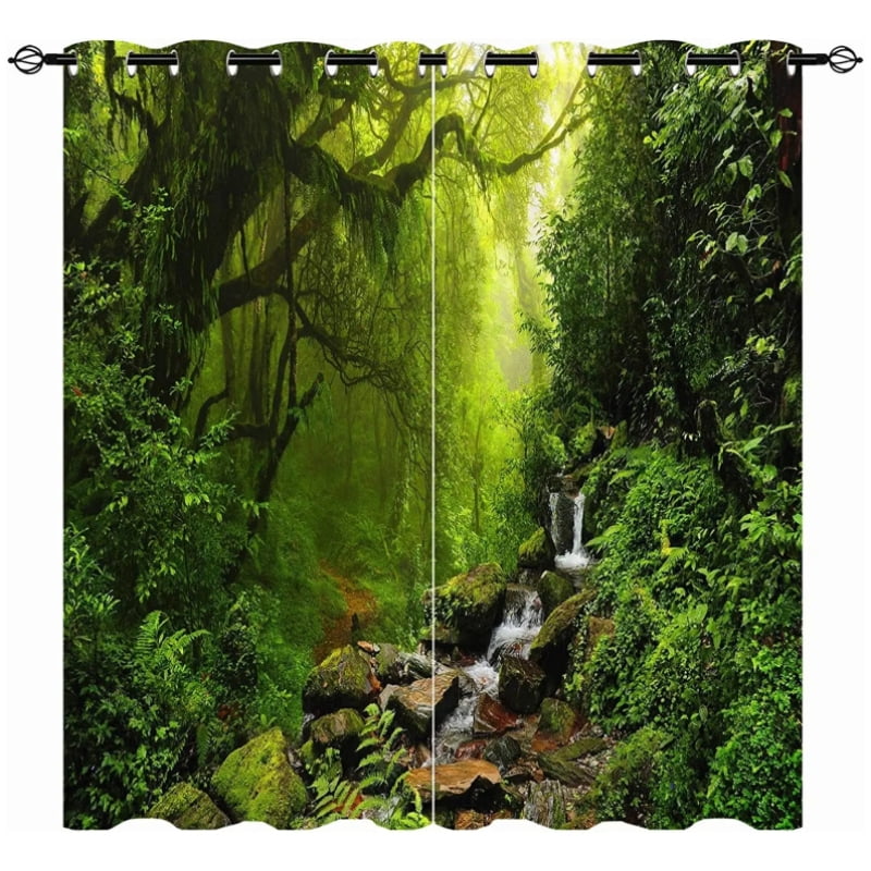 Forest Waterfall High Shading Curtains for Bedroom Natural Landscape ...