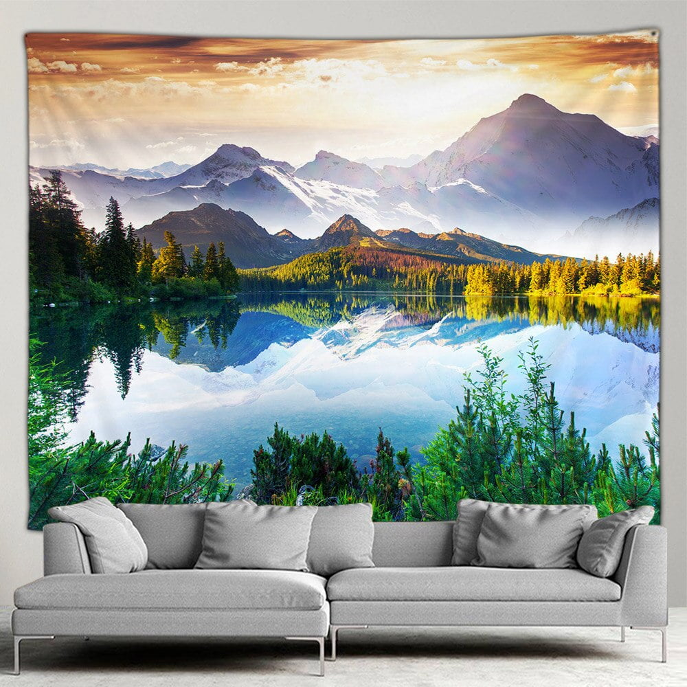Forest Waterfall Landscape Tapestry Outdoor Garden Poster Nature ...