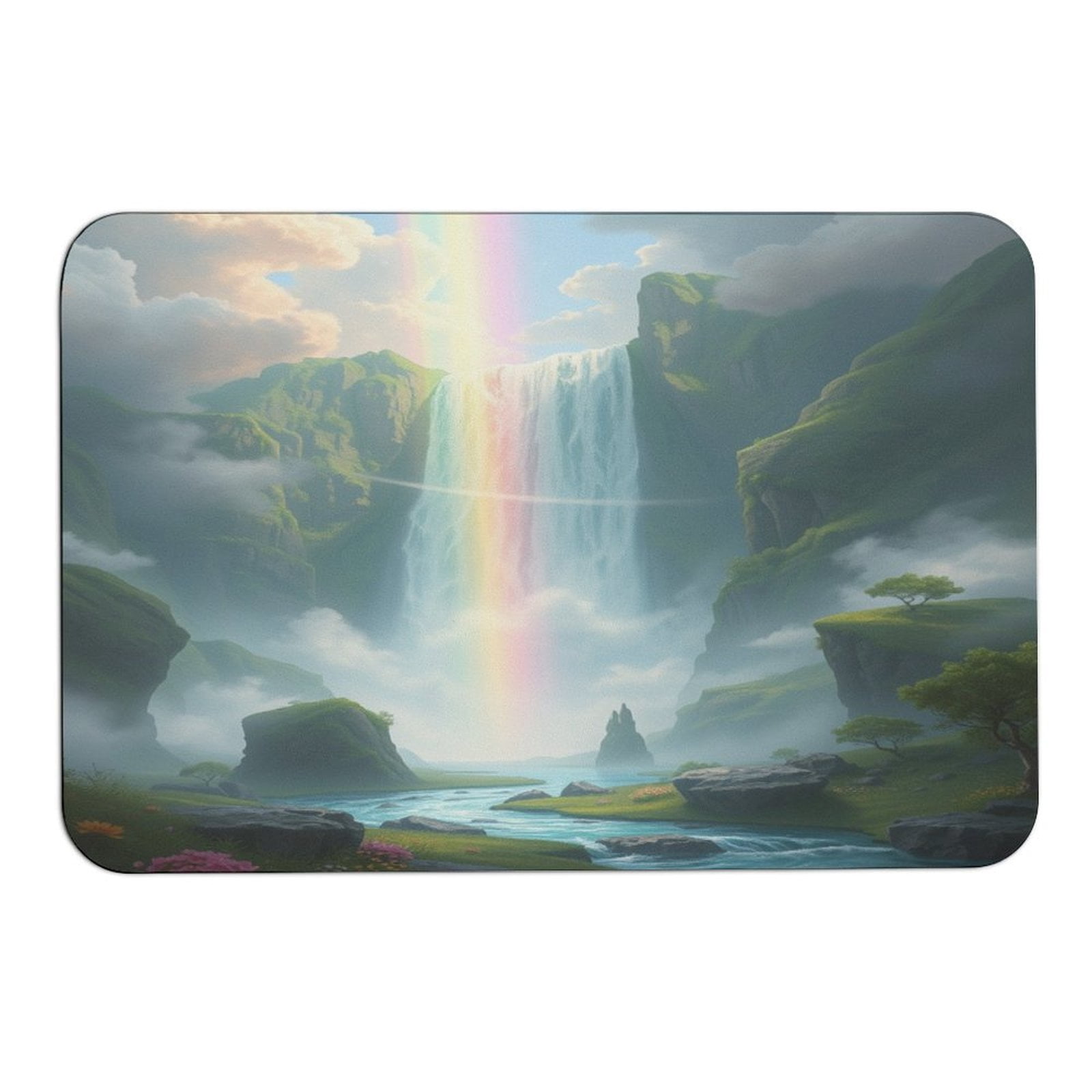 Forest Waterfalls Decorative Anti-slip Absorb Water Bath Carpet ...