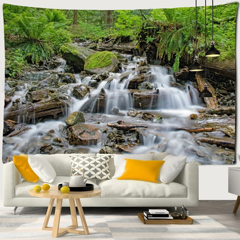 Forest Waterfalls Landscape Wall Hanging Psychedelic Mysterious Natural ...