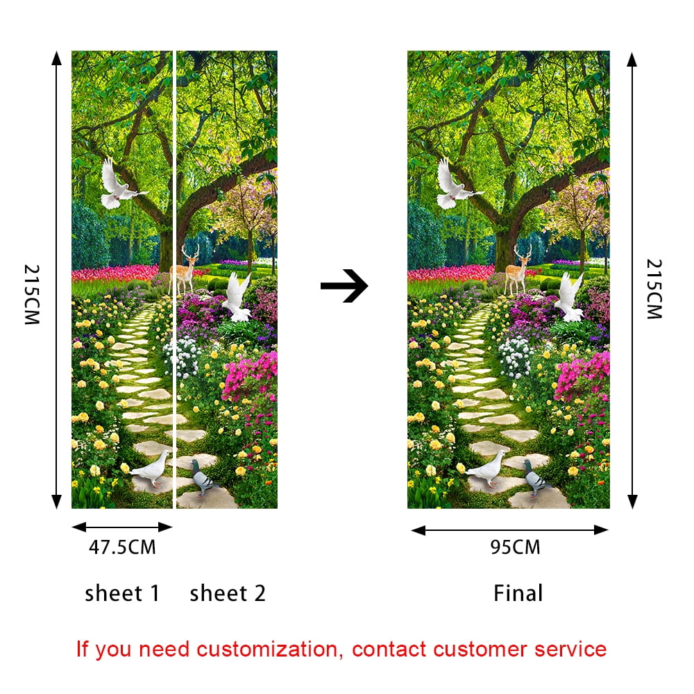 Forest White Dove Elk Landscape DIY Door Wall Stickers Home Decor ...