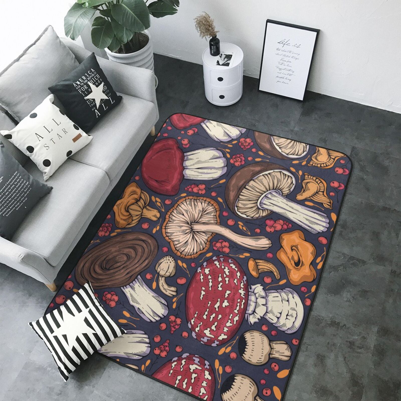 Forest Wild Mushroom Area Rugs for Living Room Bedroom, 5x7 Soft Throw ...