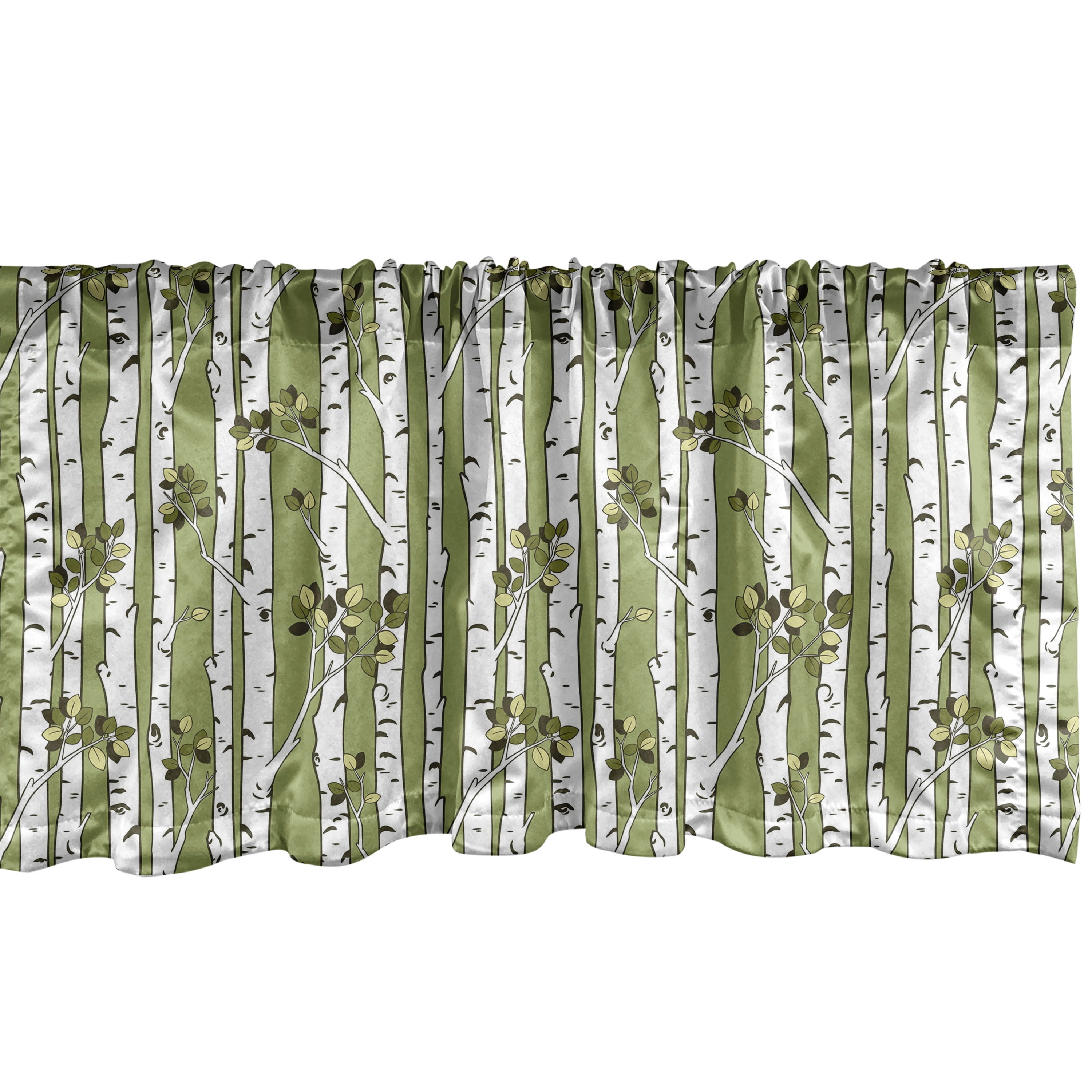 Forest Window Valance, Long Bamboo Trees of Asia Botanical Stripe Trunk ...