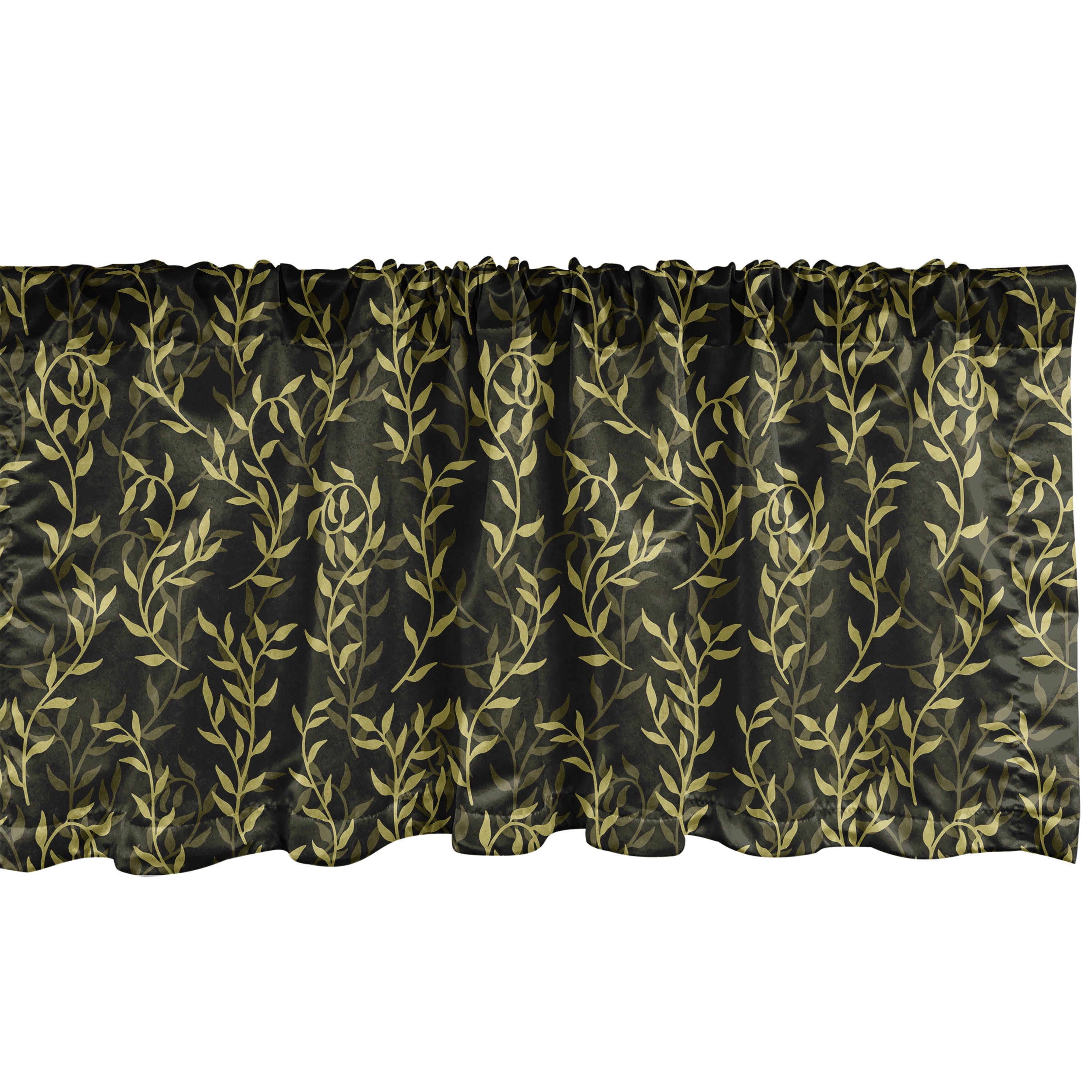 Forest Window Valance, Minimal Botanical Branches with Leaves Abstract ...