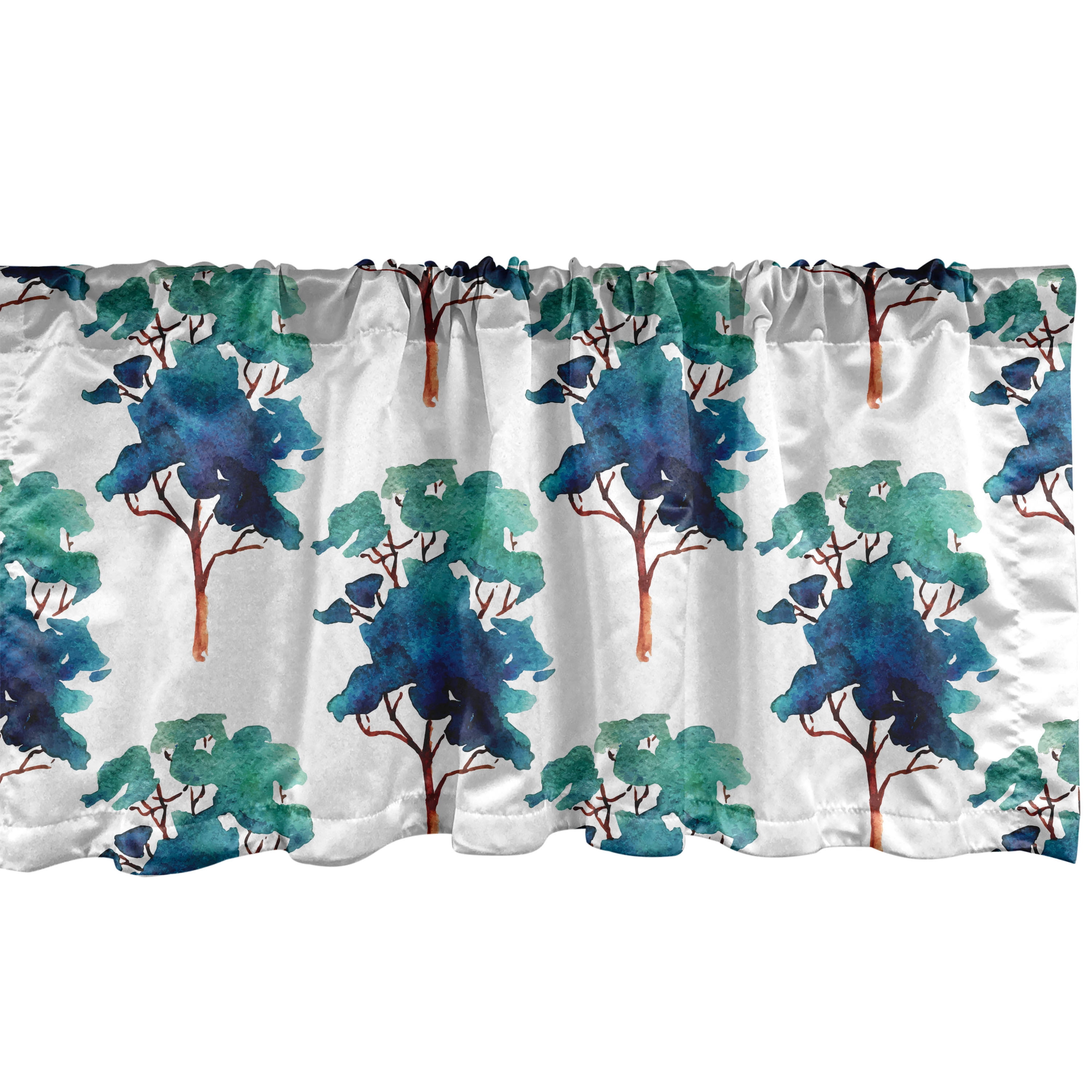 Forest Window Valance, Watercolor Trees in Aquarelle Brushstroke ...
