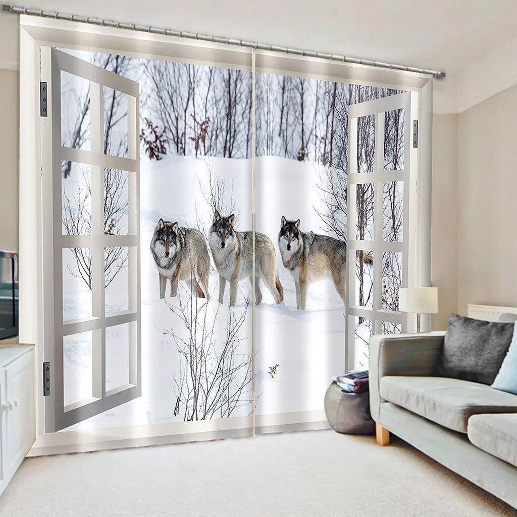 Forest Windows 3D Nature Landscape Beach Sea Tree Green Drapes Window ...