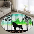 Forest Wolf 4FT Round Area Rugs Pine Needles Green Gradient Wood Grain ...