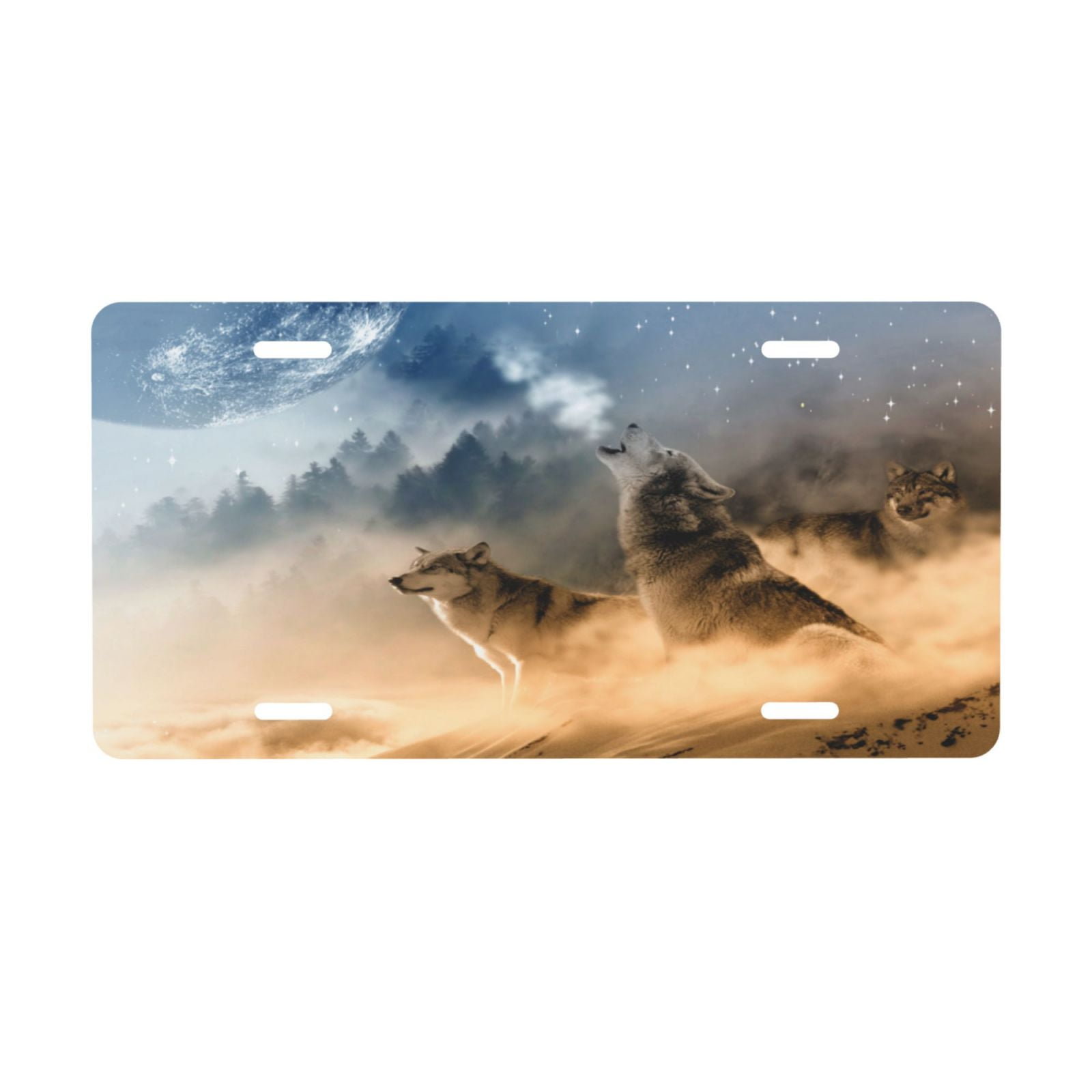 Forest Wolf Pattern License Plate Front Metal Car Plate 6×12 Inch ...