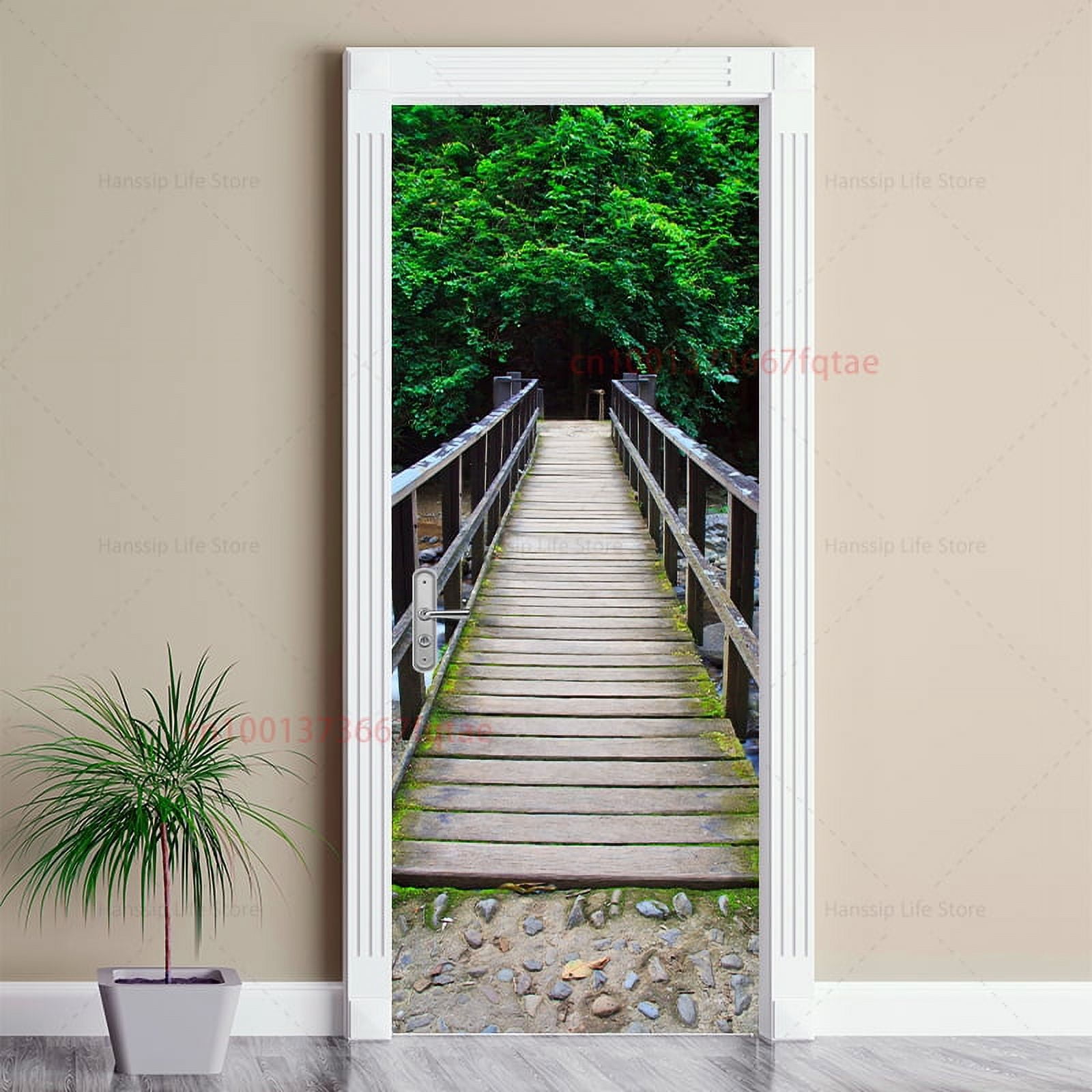 Forest Wood Bridge Door Design Wallpaper Natural Jungle Stairs Road ...