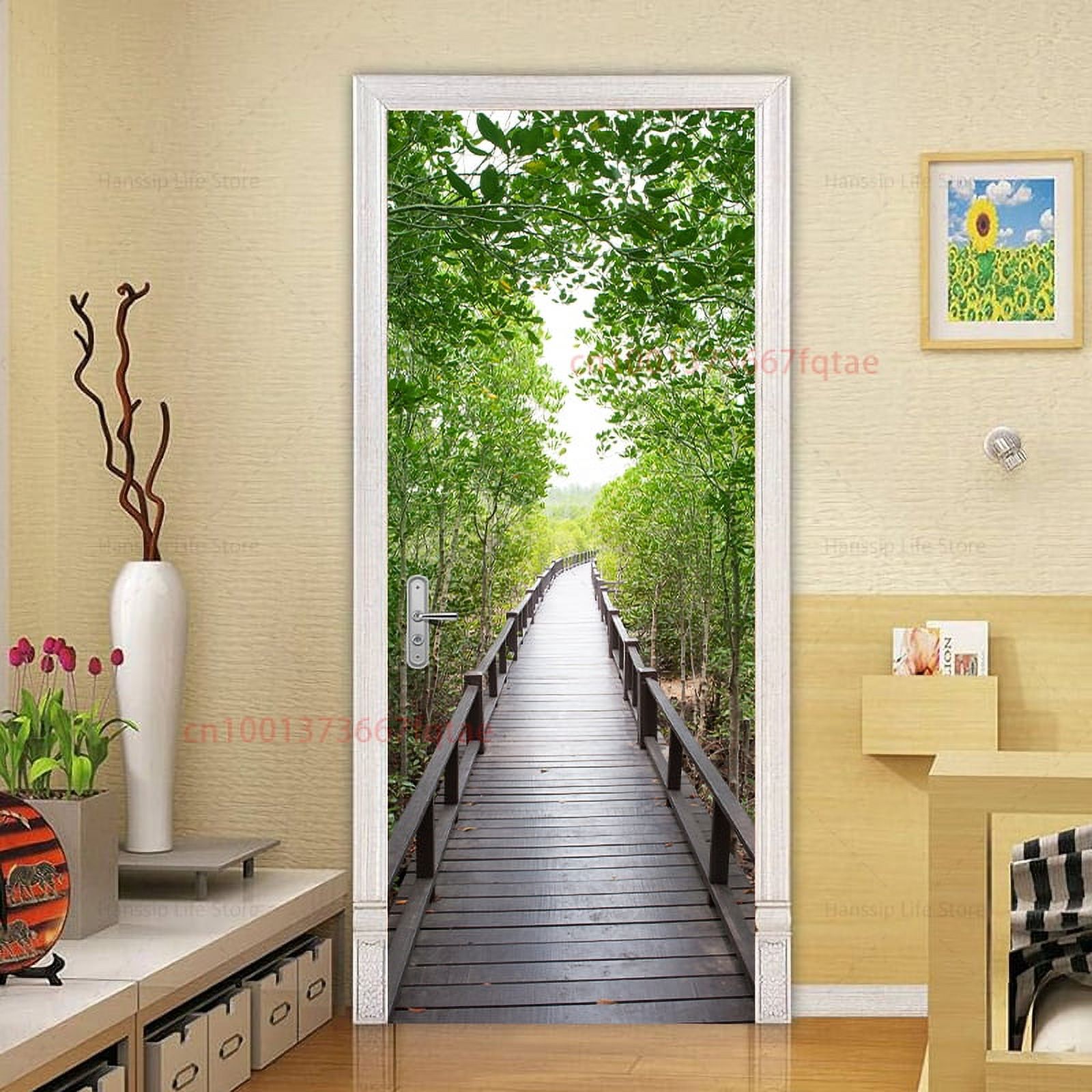 Forest Wood Bridge Door Design Wallpaper Natural Jungle Stairs Road ...
