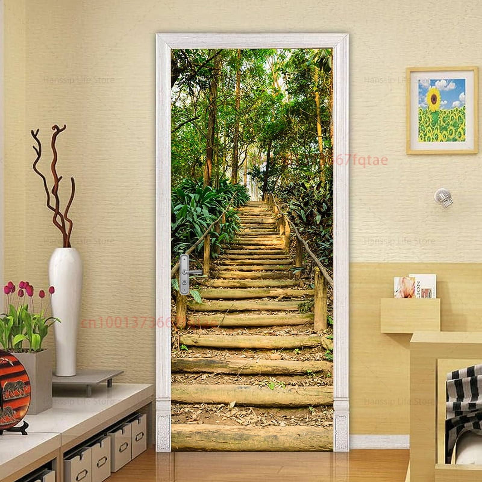 Forest Wood Bridge Door Design Wallpaper Natural Jungle Stairs Road ...