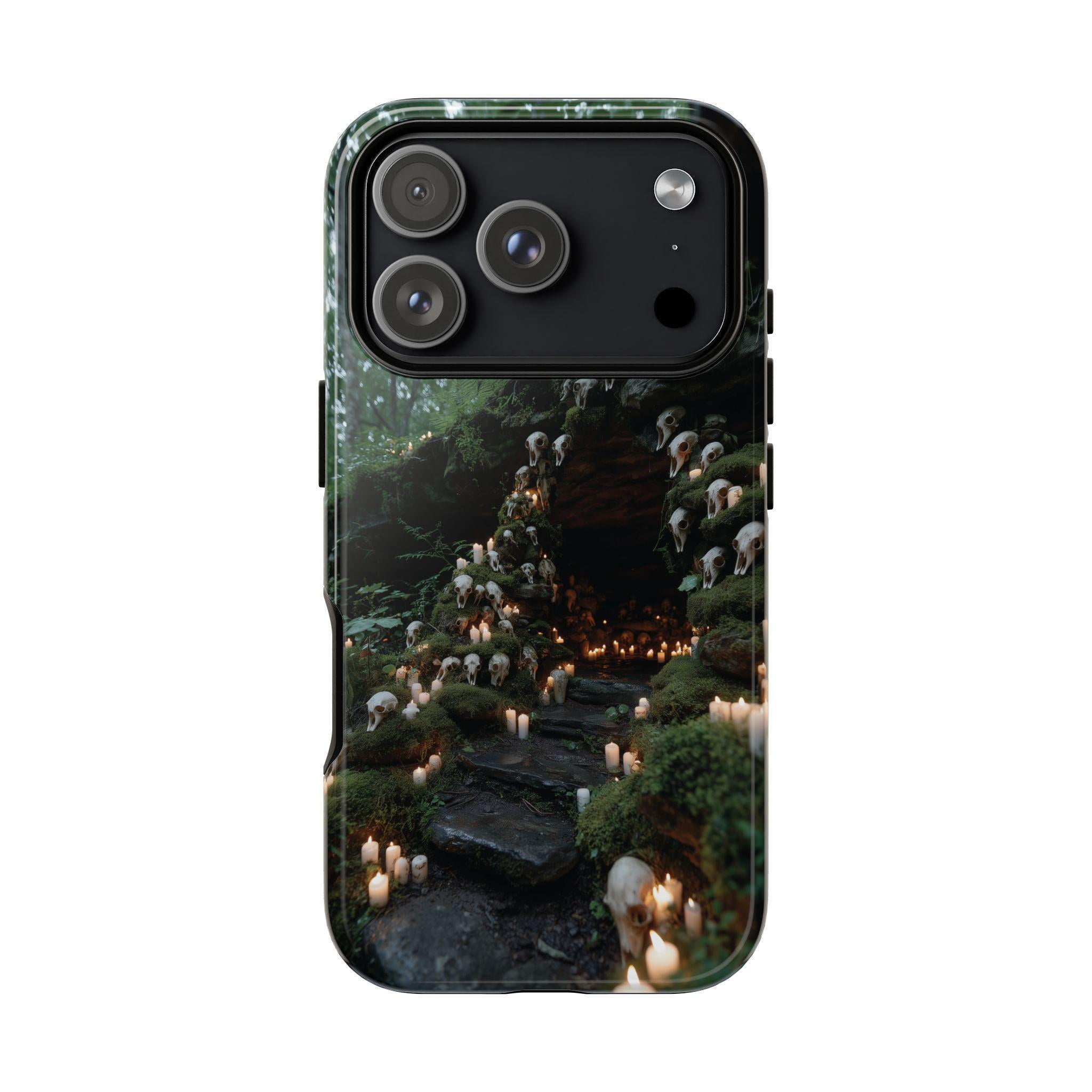 Forest Woods Candle Shrine Bone Helm Rustic Ritual Phone Case with ...