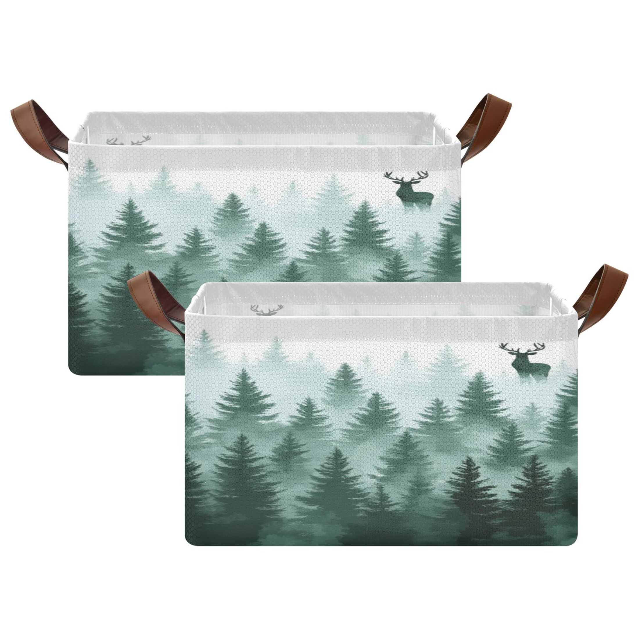 Forest and Deer16.9x11.4x10in Foldable Open Home Storage Bins Durable ...
