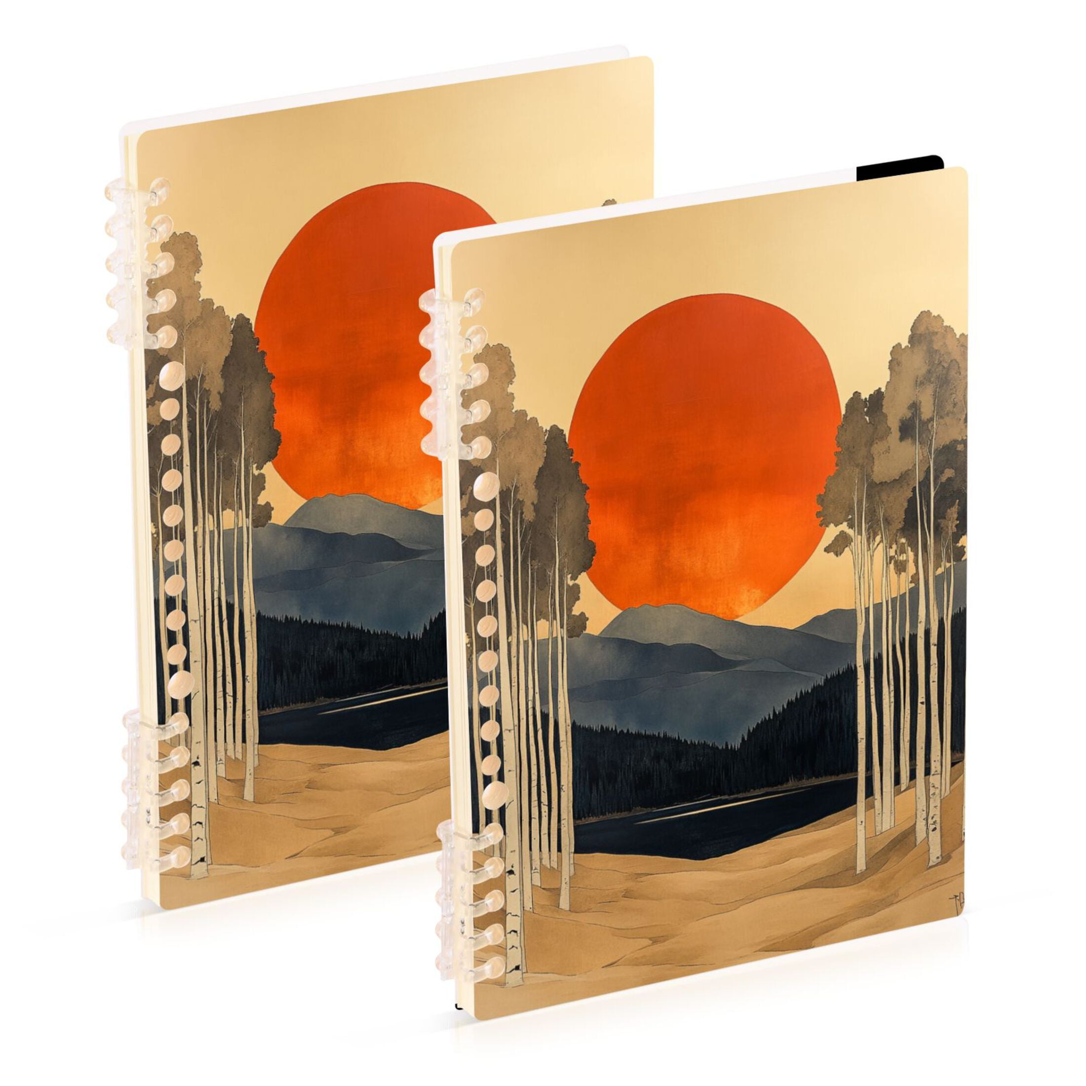 Forest and Sunset 2-Piece A5 PP Notebooks, Adjustable Rings, 80g Paper ...