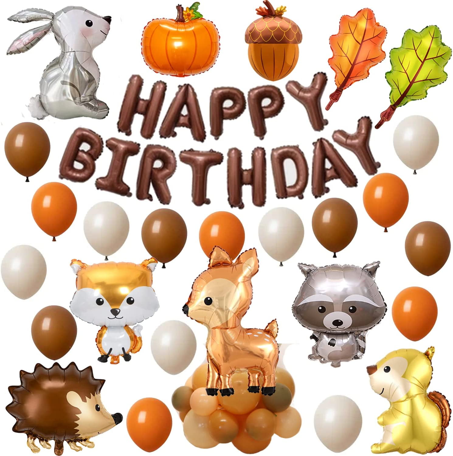 Forest animal Birthday Balloons,Brown Happy Birthday Balloons Banner ...