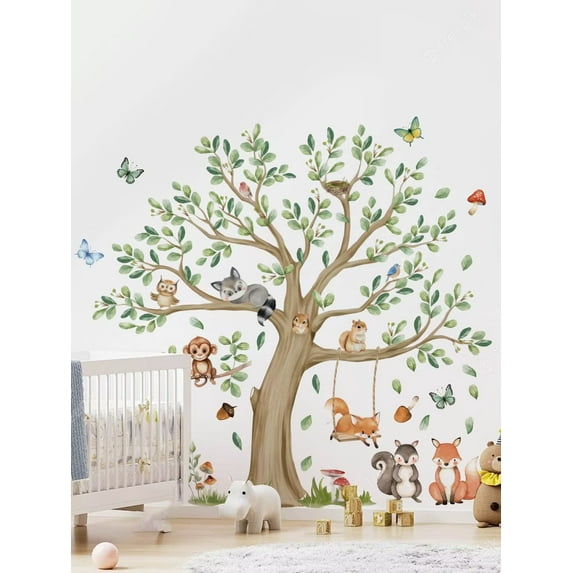 Forest animal decals, tree and animal stickers, fox, monkey decals ...