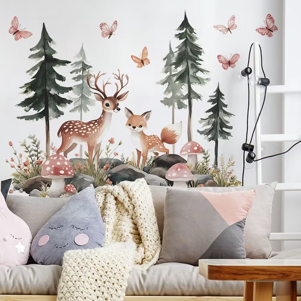 Forest animal decals, tree and deer stickers, deer decals, tree ...